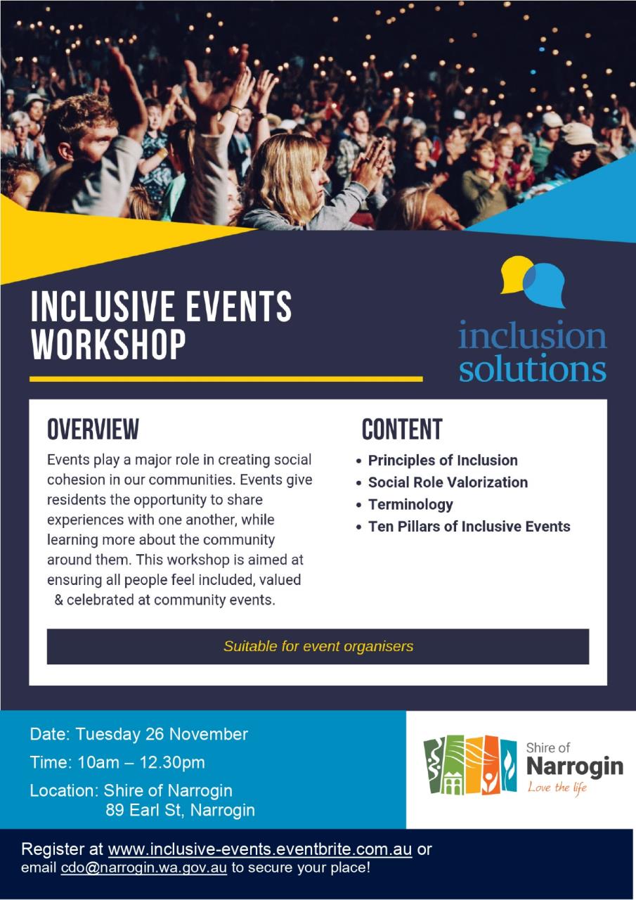 Inclusive Events Workshop » Shire of Narrogin