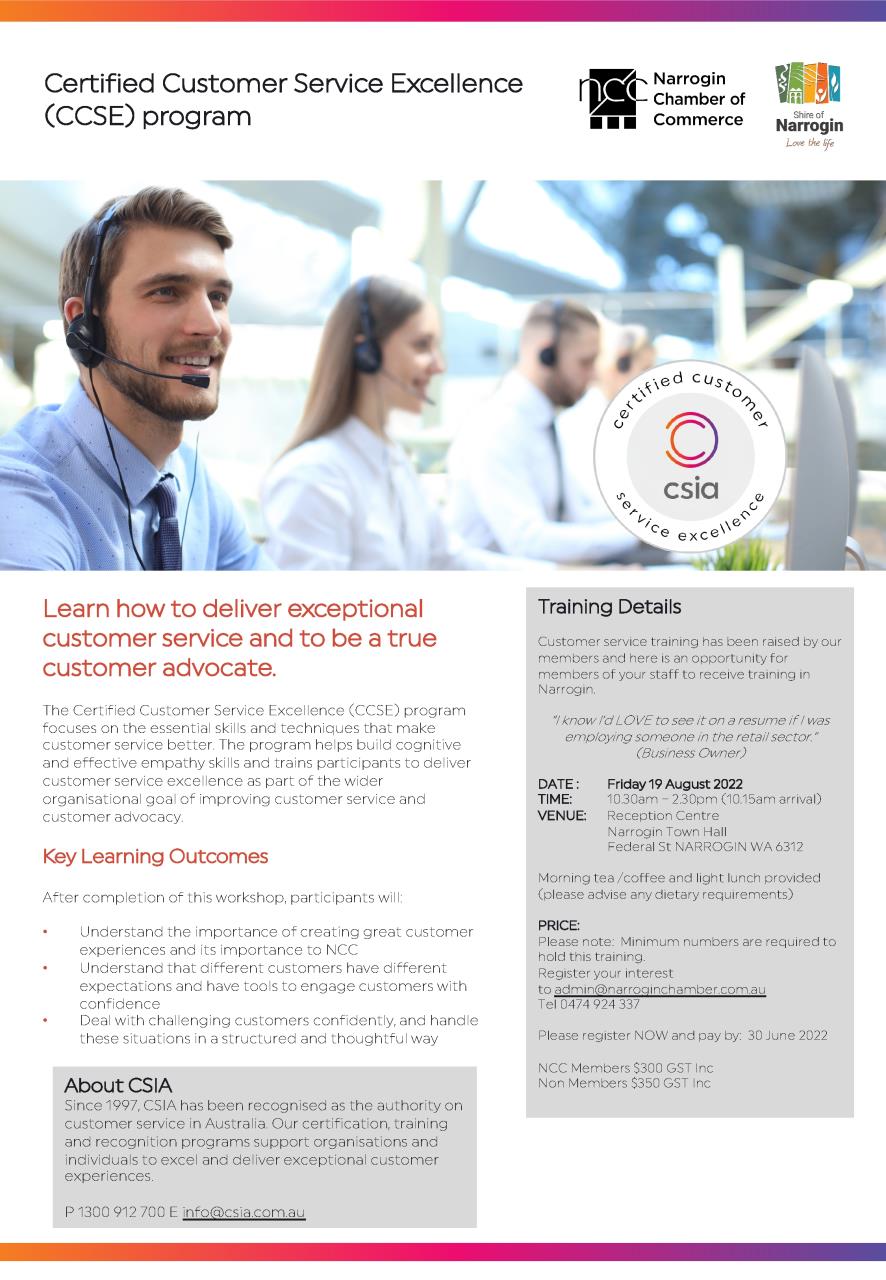 Certified Customer Service Excellence » Shire of Narrogin