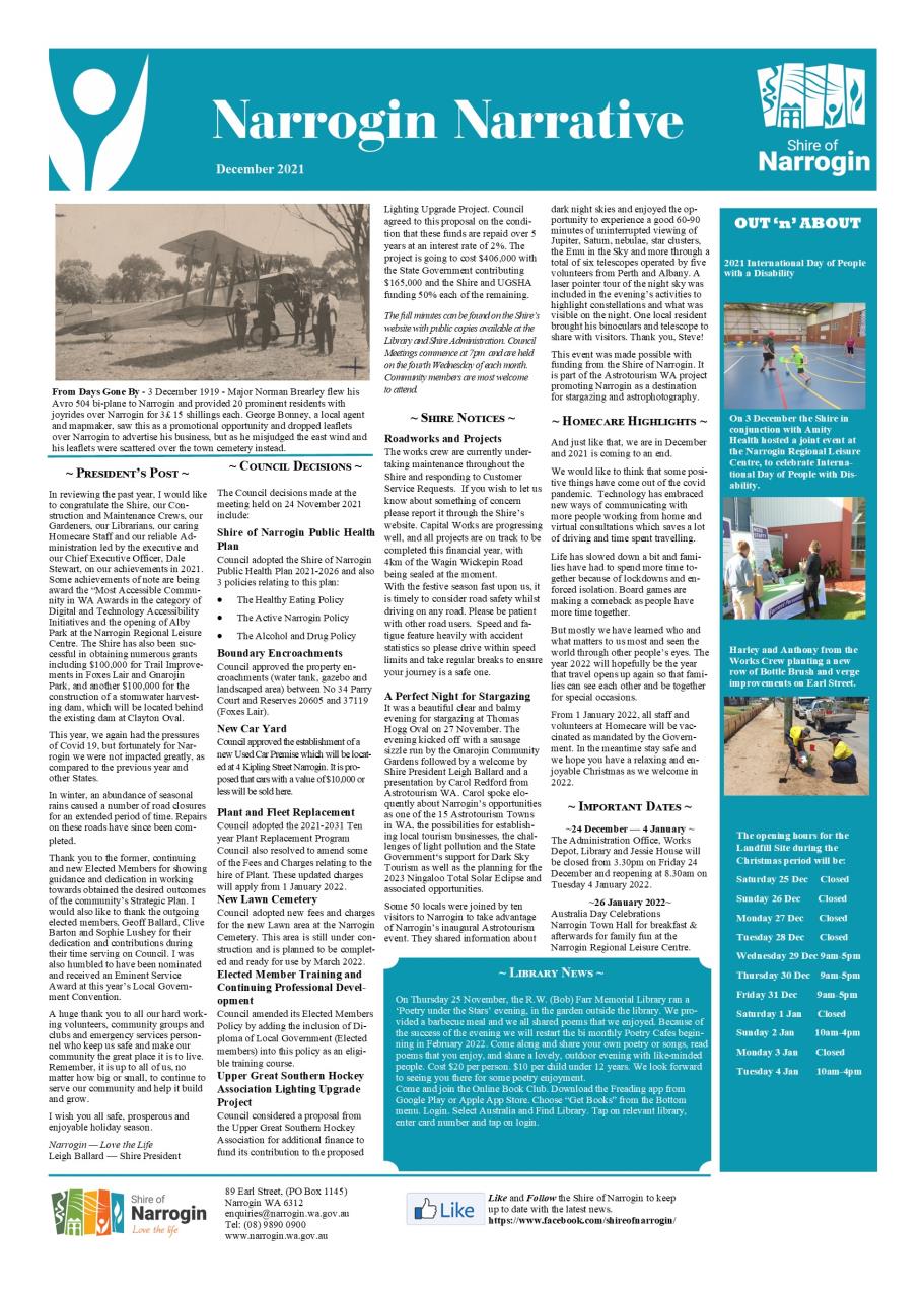 Latest News » Shire of Narrogin